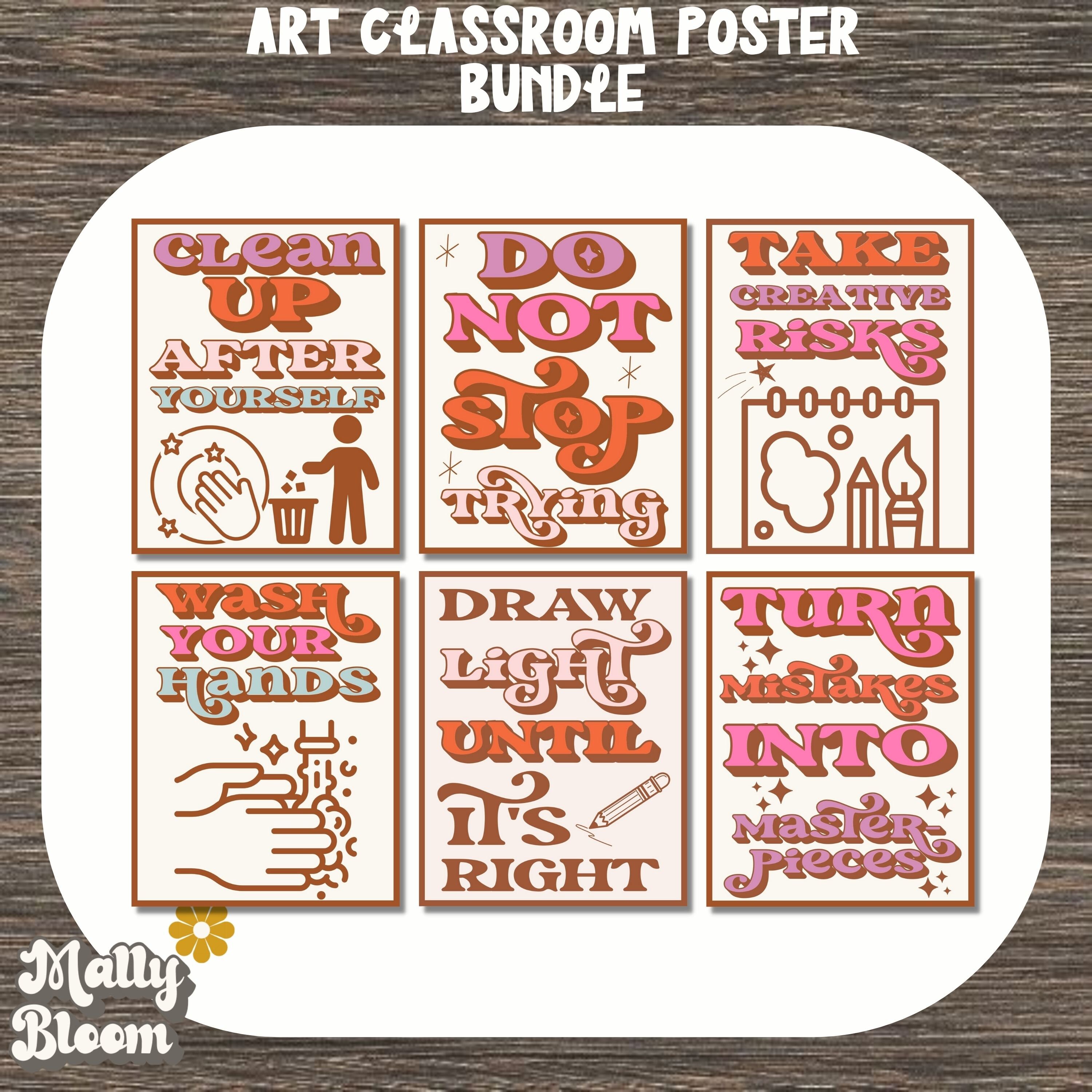Art Classroom Rules Poster Bundle, Art Classroom Decor, Art Teacher ...