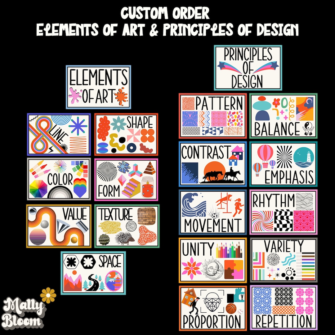 Elements of Art, Principles of Design Poster Bundle, Classroom Decor ...