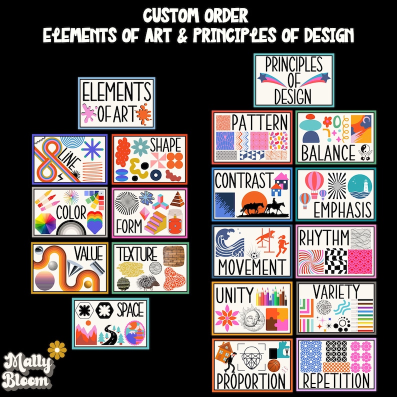 Elements of Art, Principles of Design Poster Bundle, Classroom Decor ...