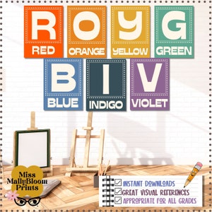 Classroom Poster Bundle, ROYGBIV Rainbow Art Classroom Decor Bundle ...