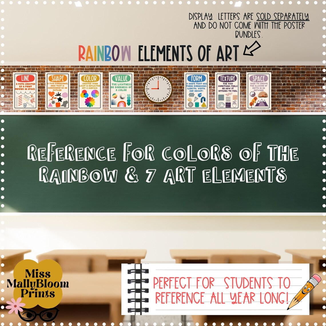 Classroom Poster Bundle Rainbow Elements of Art Classroom | Etsy