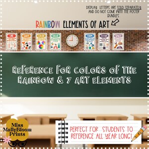 Classroom Poster Bundle, Rainbow Elements of Art Classroom Decor Bundle ...