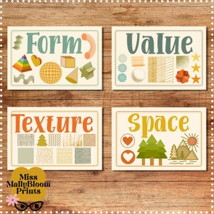 Art Classroom Poster Bundle, Neutral Elements of Art, Art Classroom ...