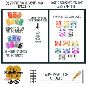 Color Wheel Elements of Art Classroom Decor Bundle, Principles of ...