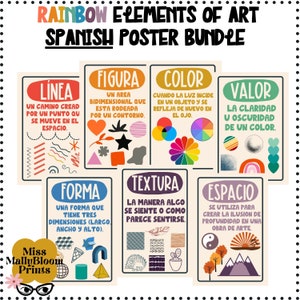 Spanish Classroom Poster Bundle Rainbow Elements of Art - Etsy