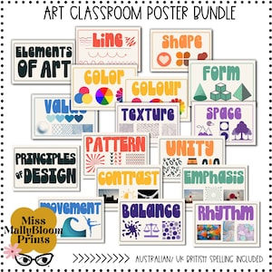 Rainbow Elements of Art Classroom Decor Bundle,principles of Design ...