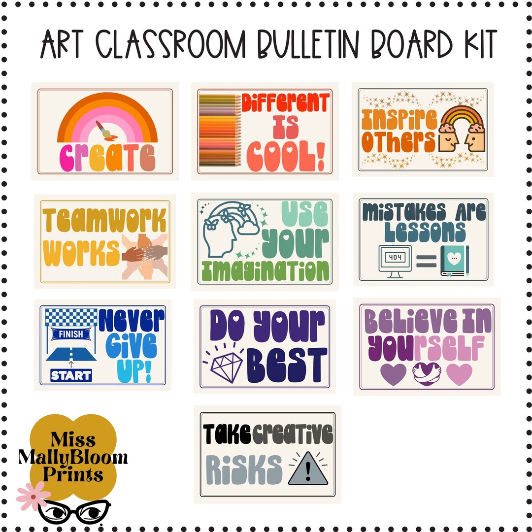 Art Class Poster Bundle, Rainbow Art Classroom Decor Bundle, Art ...