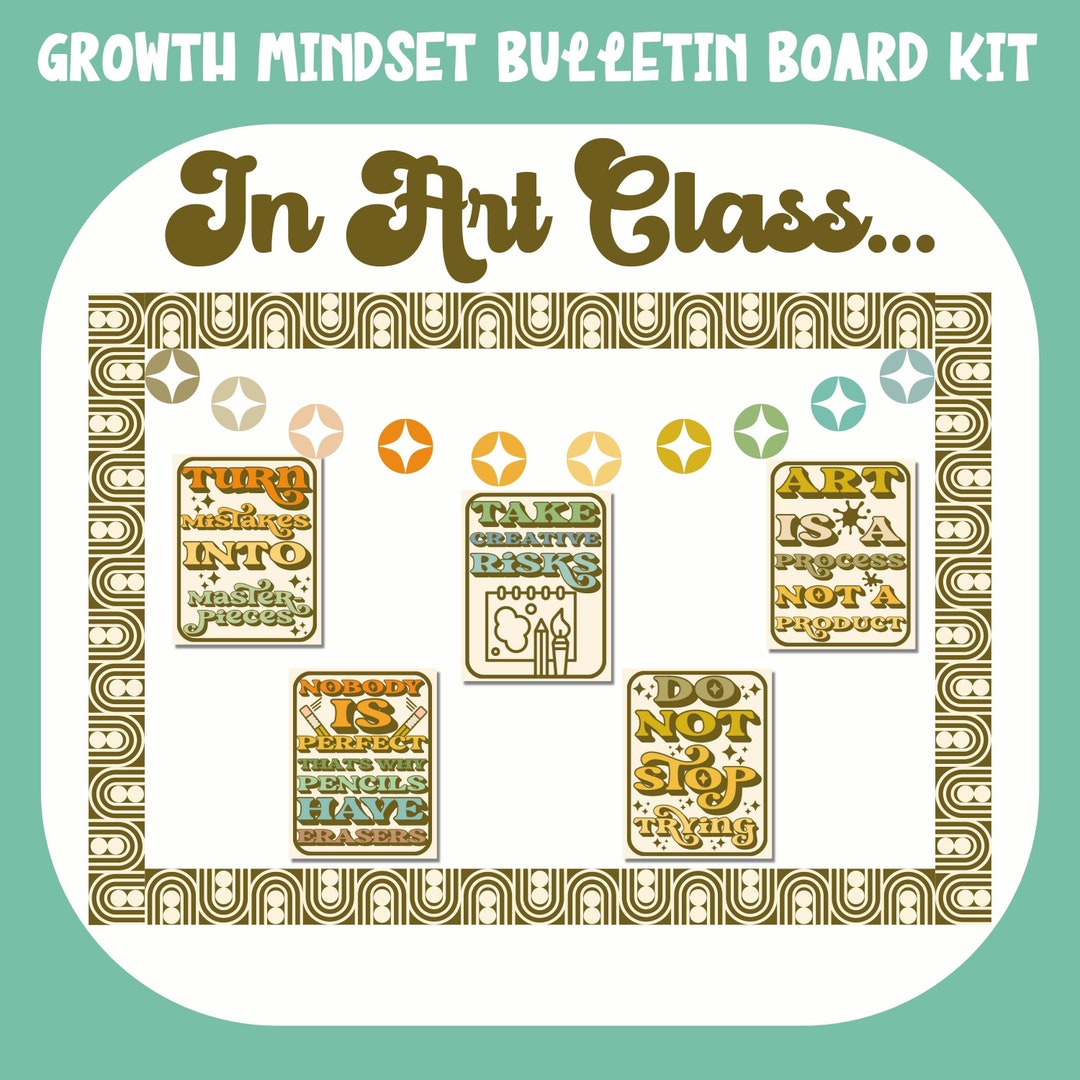 Art Class Decor Poster Bundle, Growth Mindset Bulletin Board Kit, Art ...