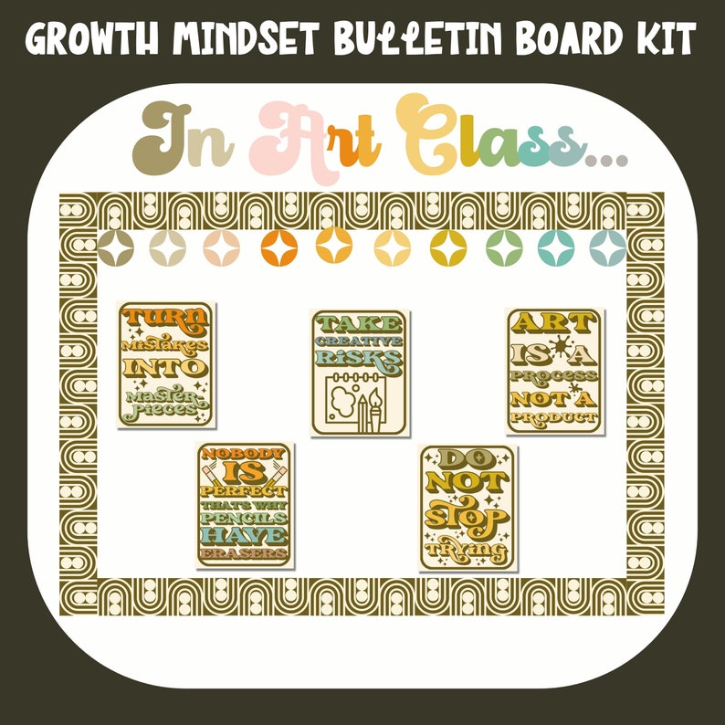 Art Class Decor Poster Bundle, Growth Mindset Bulletin Board Kit, Art ...
