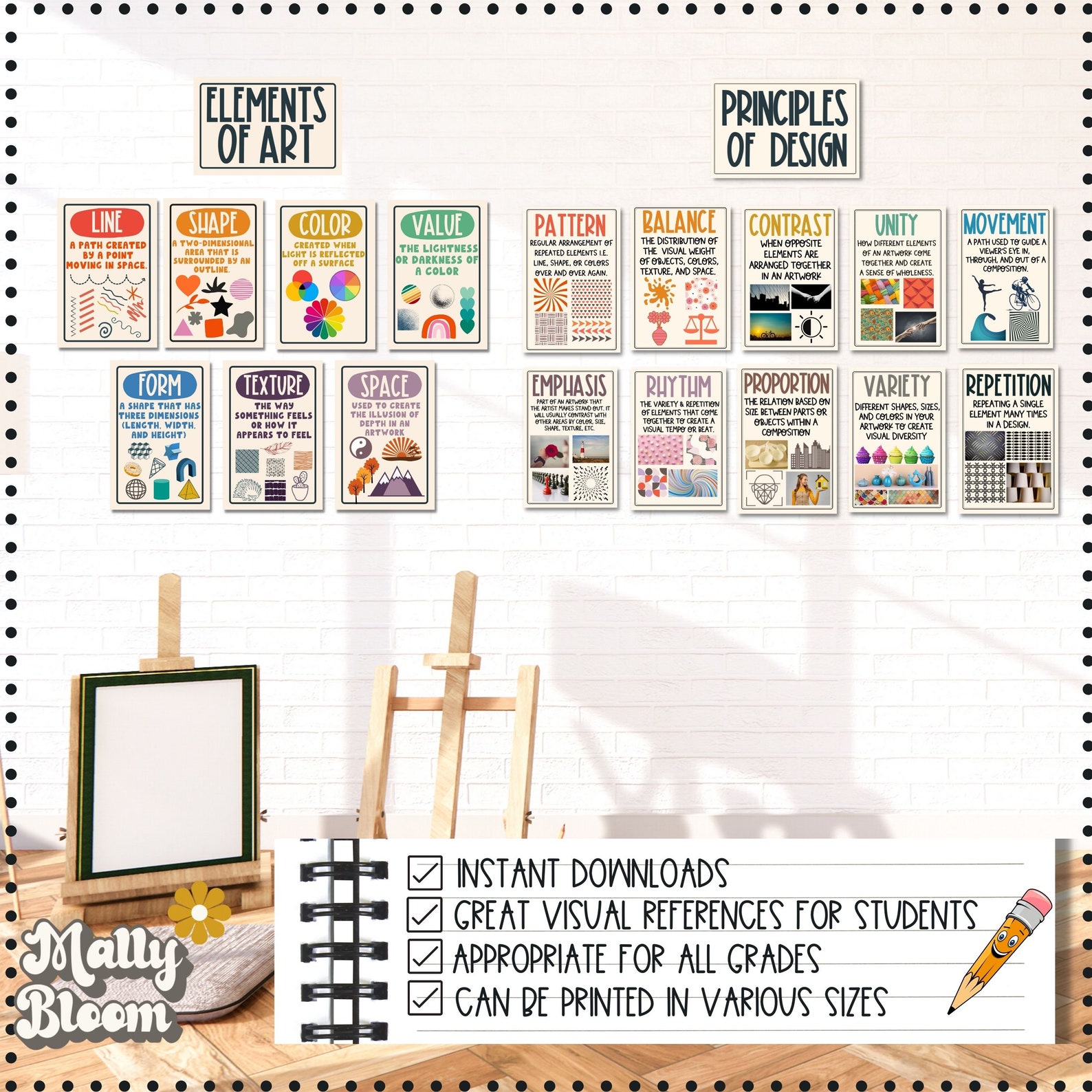 Rainbow Elements of Art Classroom Decor Bundleprinciples of - Etsy