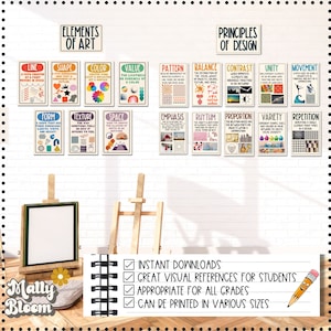 Rainbow Elements of Art Classroom Decor Bundle,principles of Design ...