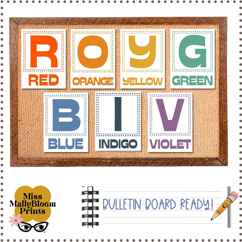 Classroom Poster Bundle ROYGBIV Rainbow Art Classroom Decor - Etsy