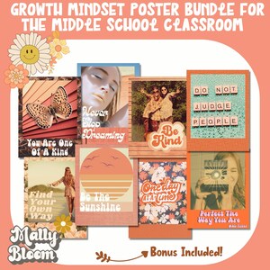 Boho Retro Classroom Decor, Growth Mindset Poster Bundle,middle School ...