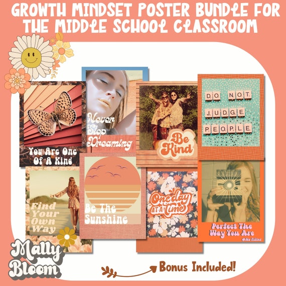 Boho Retro Classroom Decor Growth Mindset Poster - Etsy