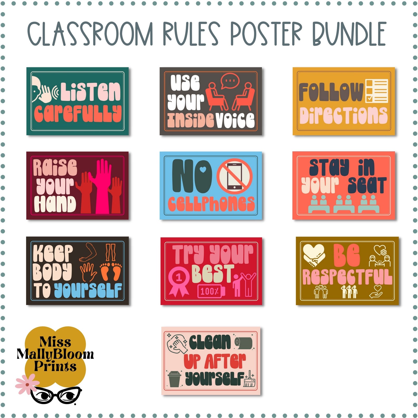 Classroom Rules Poster Bundle_bulletin Board Kit or Classroom - Etsy