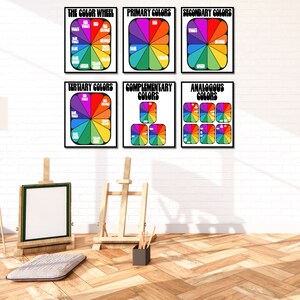 Color Wheel Poster Bundle, Color Theory Art Print, Art Room Decor, Art ...