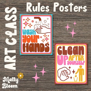 Art Classroom Rules and Procedure Poster Bundle, Art Classroom Decor ...
