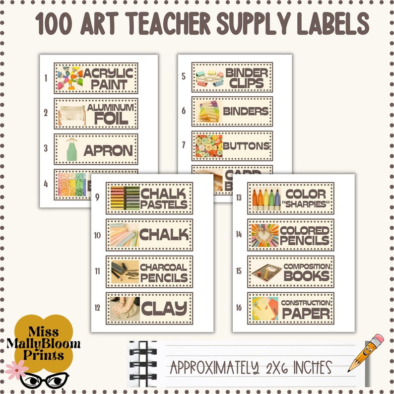 Art Classroom Supply Labels Art Closet Organization Labels - Etsy