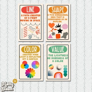 Classroom Poster Bundle, Rainbow Elements of Art Classroom Decor Bundle ...