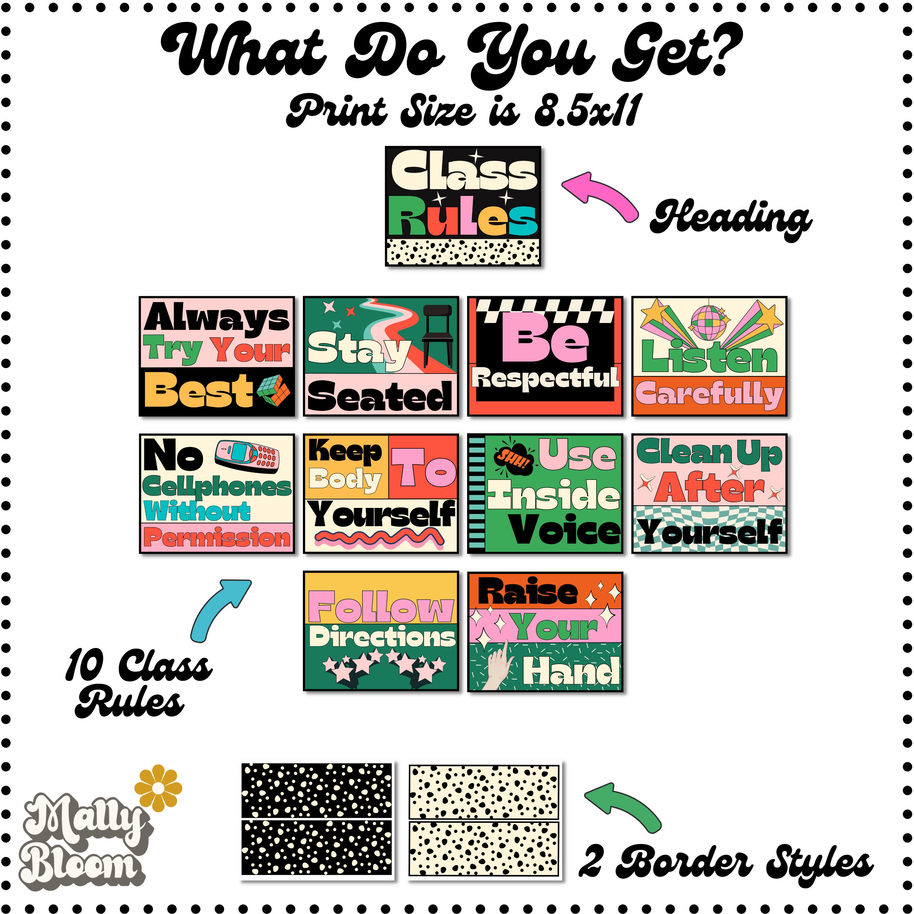 Classroom Rules Poster Bundle, Classroom Expectations, Bulletin Board ...