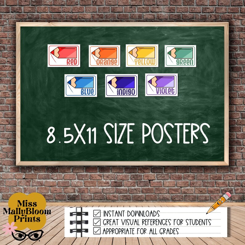 Classroom Poster Bundle ROYGBIV Rainbow Art Classroom Decor - Etsy
