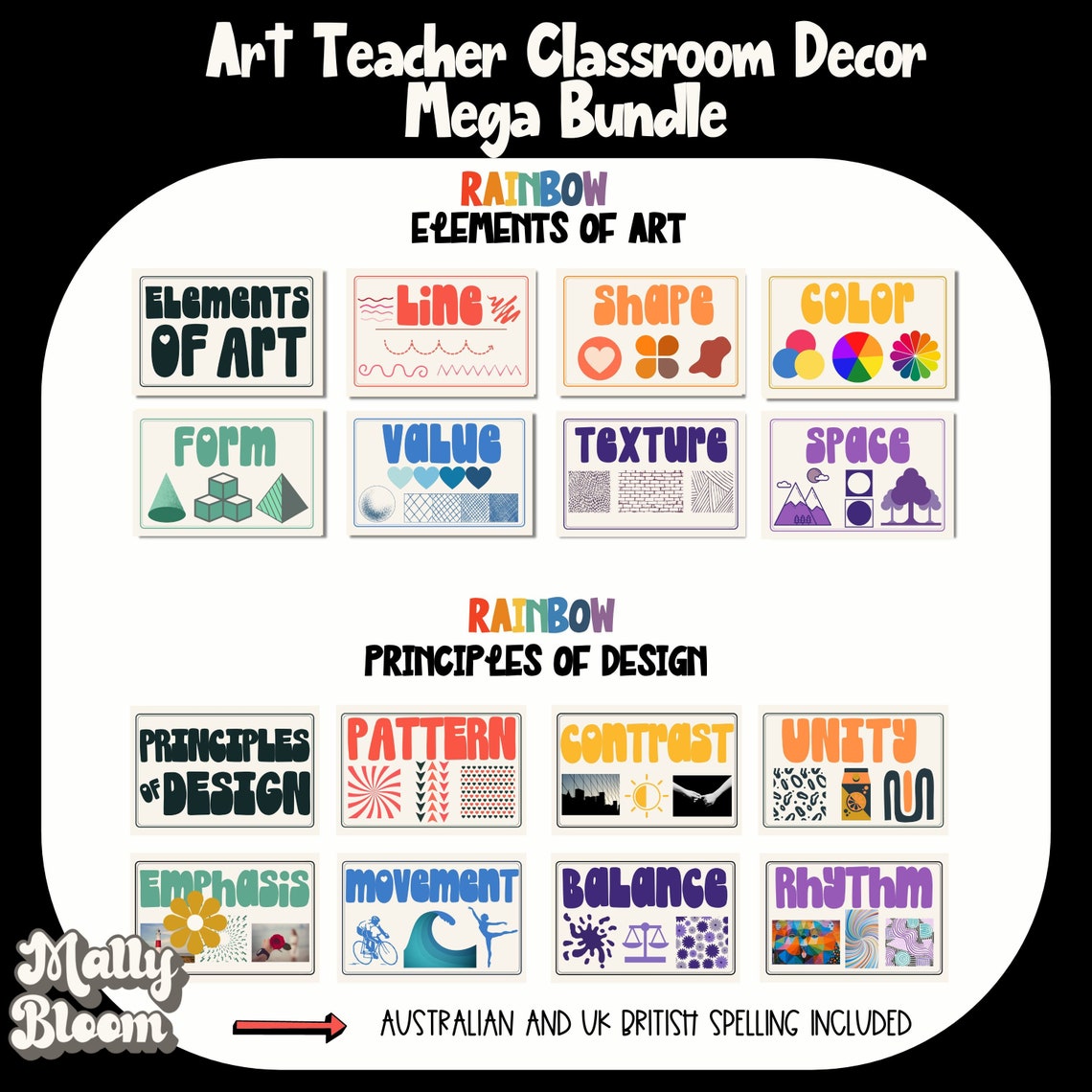 Rainbow Elements of Art Classroom Decor Bundleprinciples of - Etsy