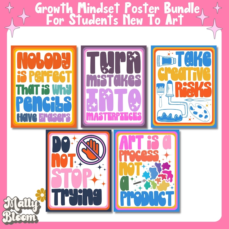 Art Room Poster, Art Class Rules and Procedure Poster Bundle, Growth ...
