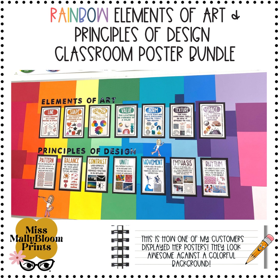 Spanish Classroom Poster Bundle, Rainbow Elements of Art, Spanish Class ...