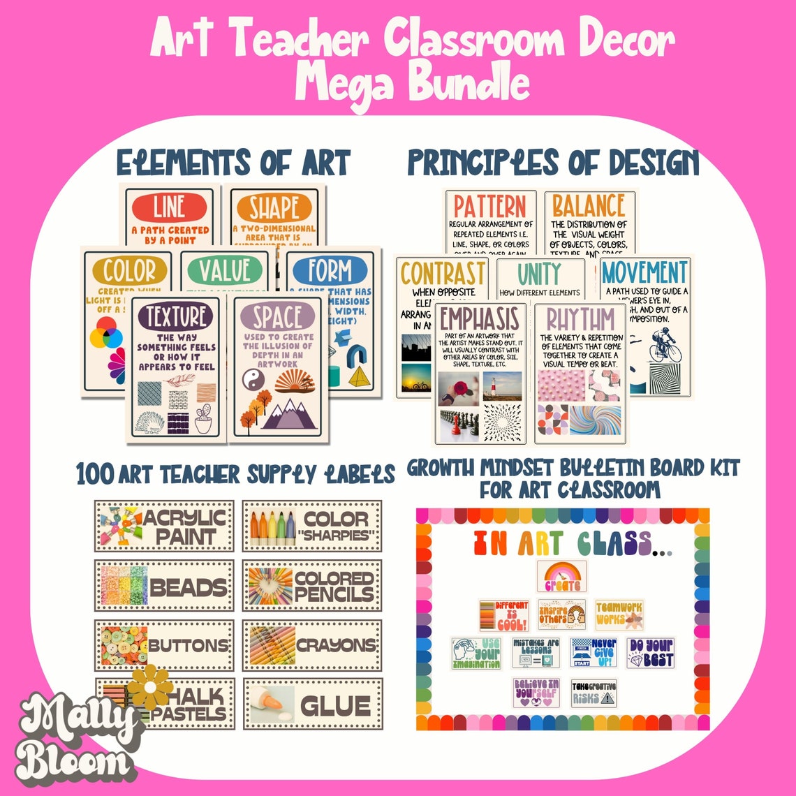 Rainbow Elements of Art Classroom Decor Bundleprinciples of - Etsy