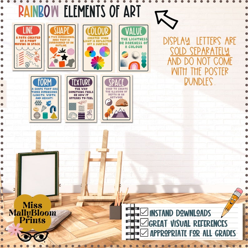 Classroom Poster Bundle Rainbow Elements of Art Classroom | Etsy