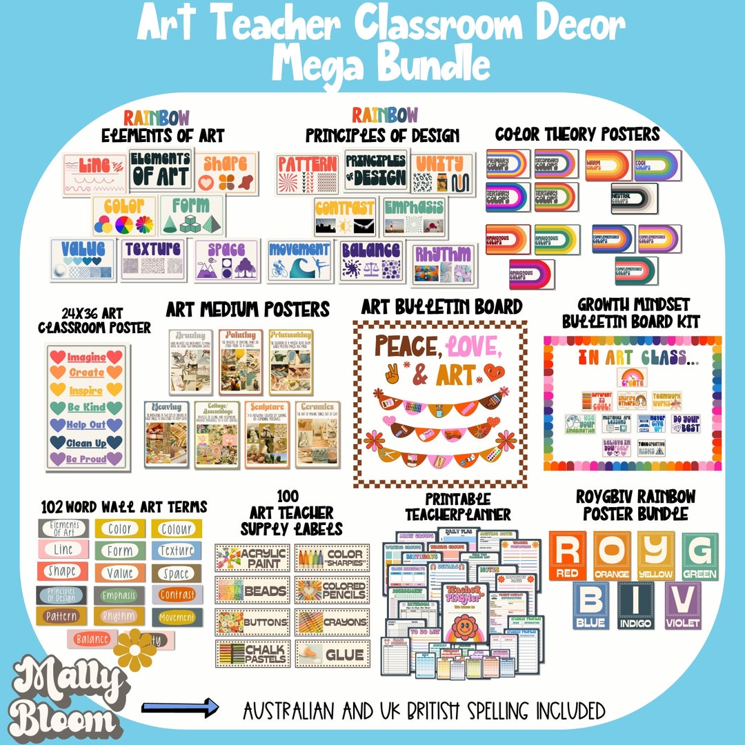 Rainbow Elements of Art Classroom Decor Bundle,principles of Design ...