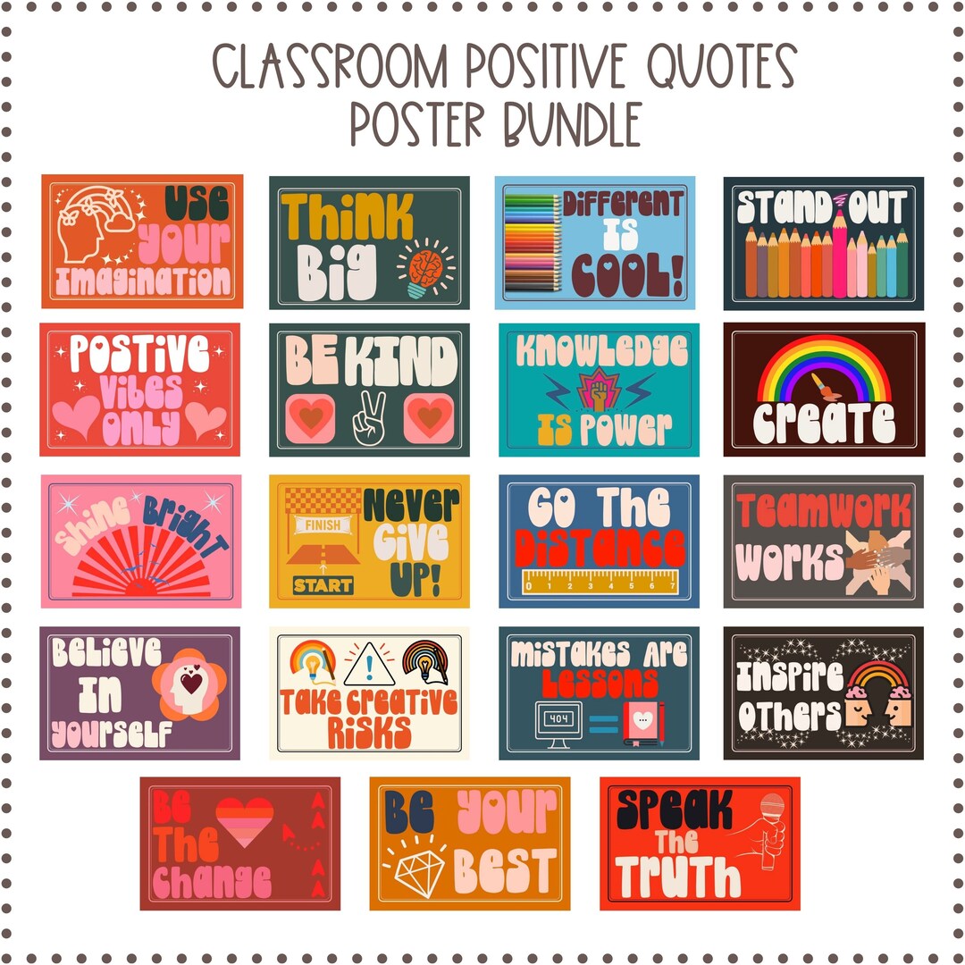 Classroom Positive Quotes Poster Bundle_bulletin Board, Growth Mindset ...