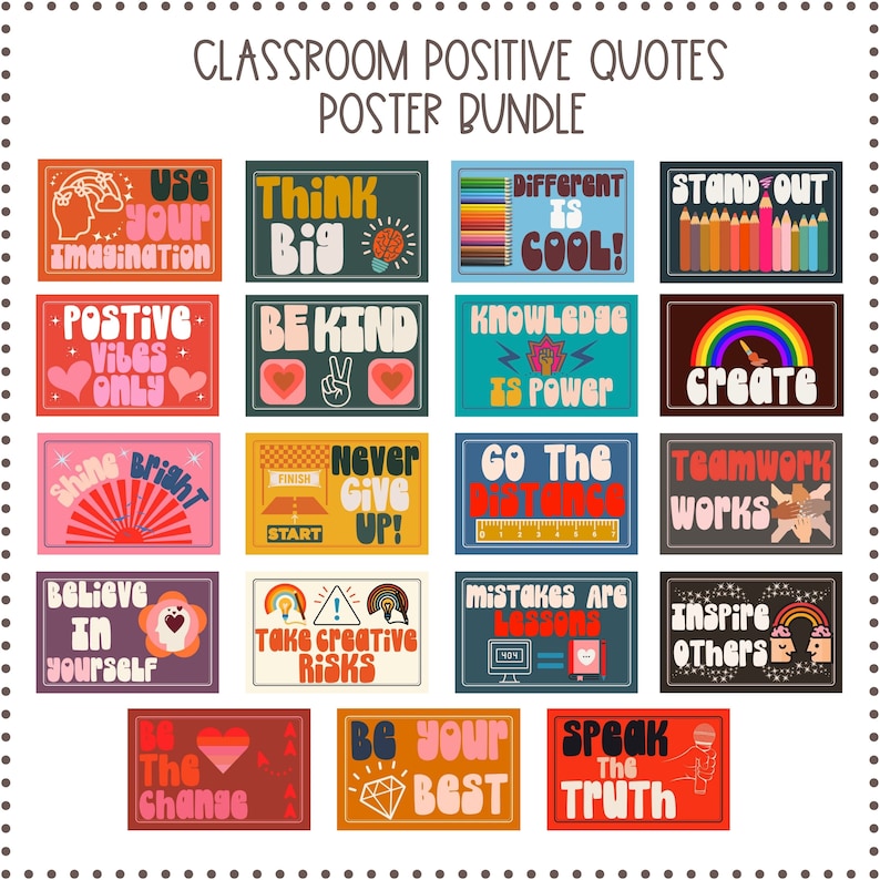 Classroom Positive Quotes Poster Bundle_bulletin Board Growth - Etsy