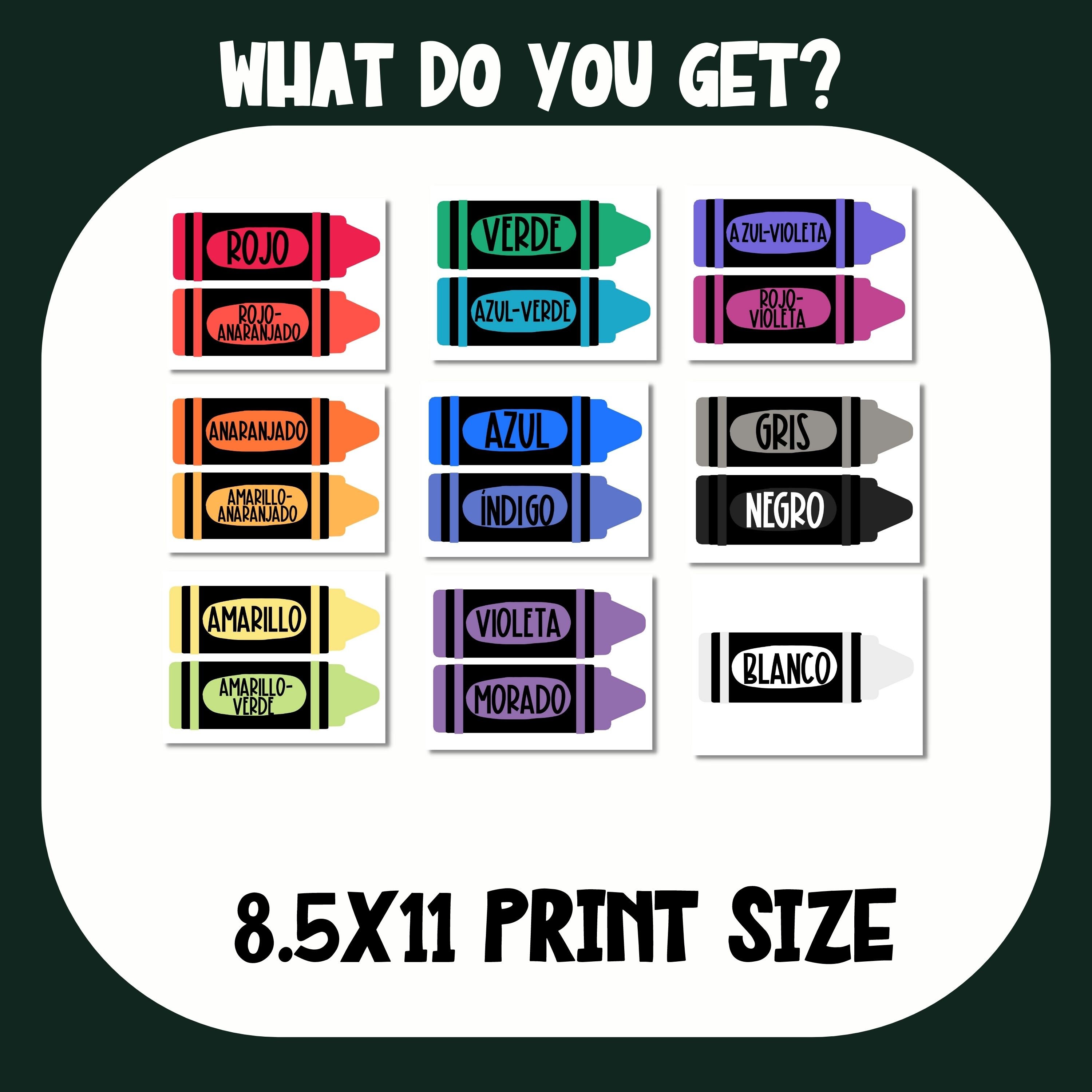 Spanish Color Wheel Poster Bundle, Art Classroom Decor, ROYGBIV, Color ...