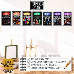Classroom Poster Bundle, Rainbow Elements of Art Classroom Decor Bundle ...
