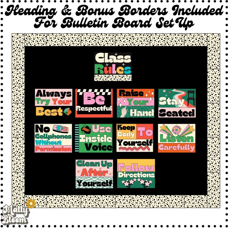 Classroom Rules Poster Bundle, Classroom Expectations, Bulletin Board ...