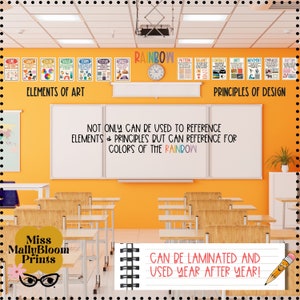 Letters for Rainbow Elements of Art Classroom Decor Bundle, Principles ...