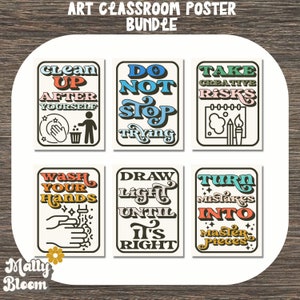Art Classroom Rules Poster Bundle, Art Classroom Decor, Art Teacher ...