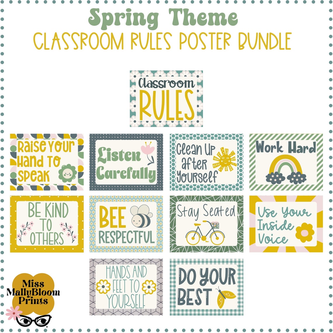 Classroom Rules Poster Bundle_bulletin Board Kit or Classroom | Etsy