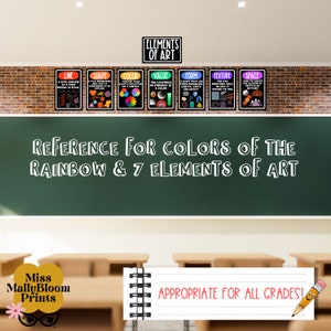 Classroom Poster Bundle, Rainbow Elements of Art Classroom Decor Bundle ...