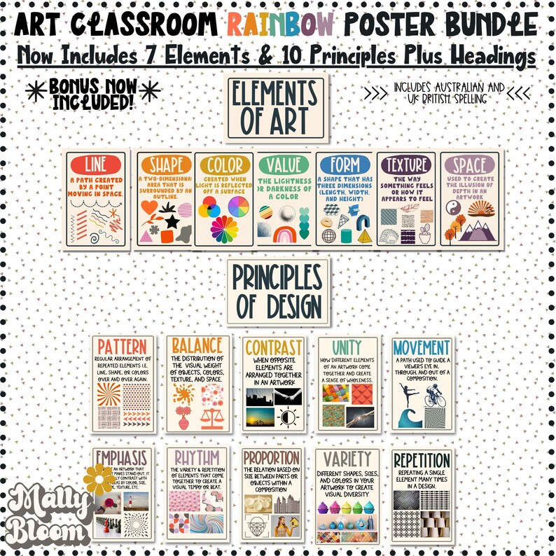 Rainbow Elements of Art Classroom Decor Bundle,principles of Design ...