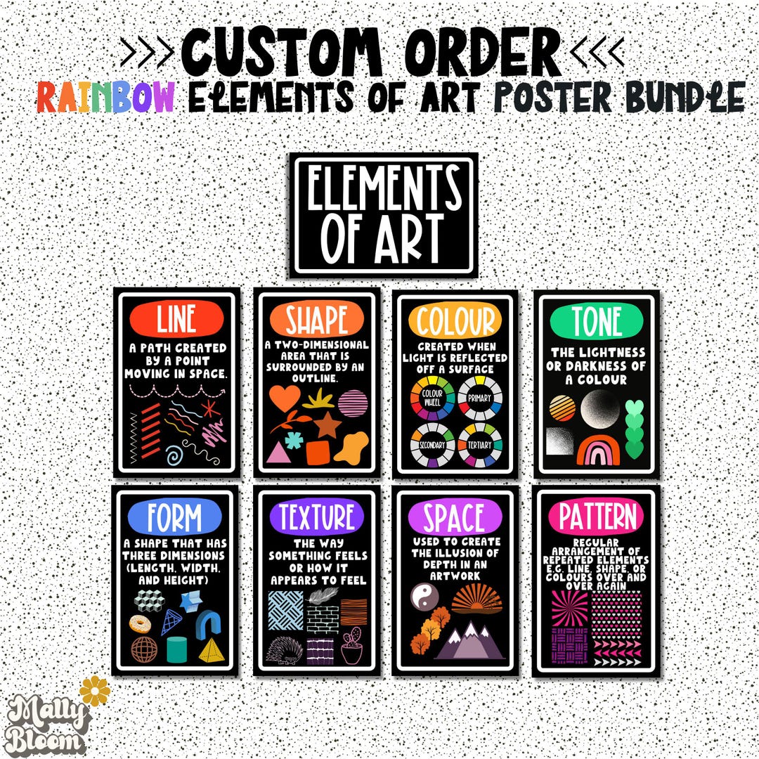 Classroom Poster Bundle, Rainbow Elements of Art Classroom Decor Bundle ...