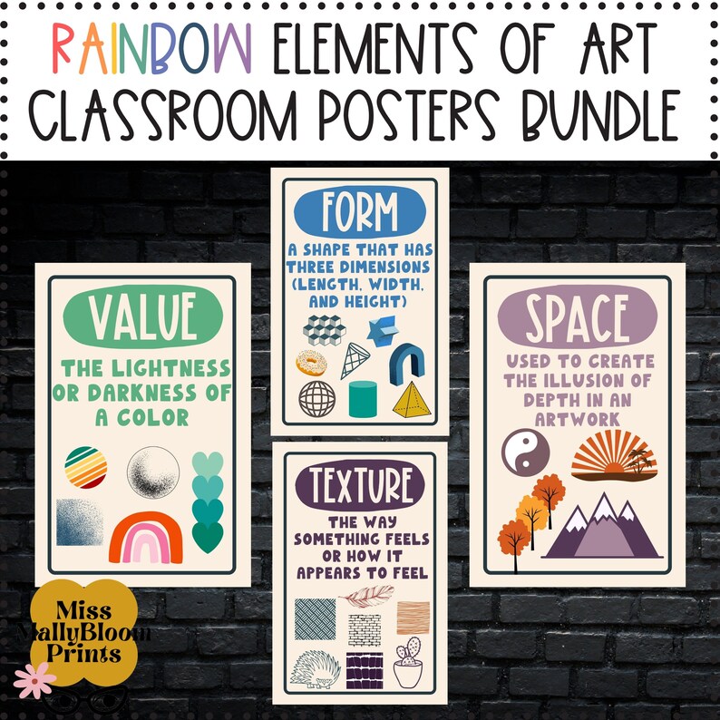Classroom Poster Bundle Rainbow Elements of Art Classroom | Etsy
