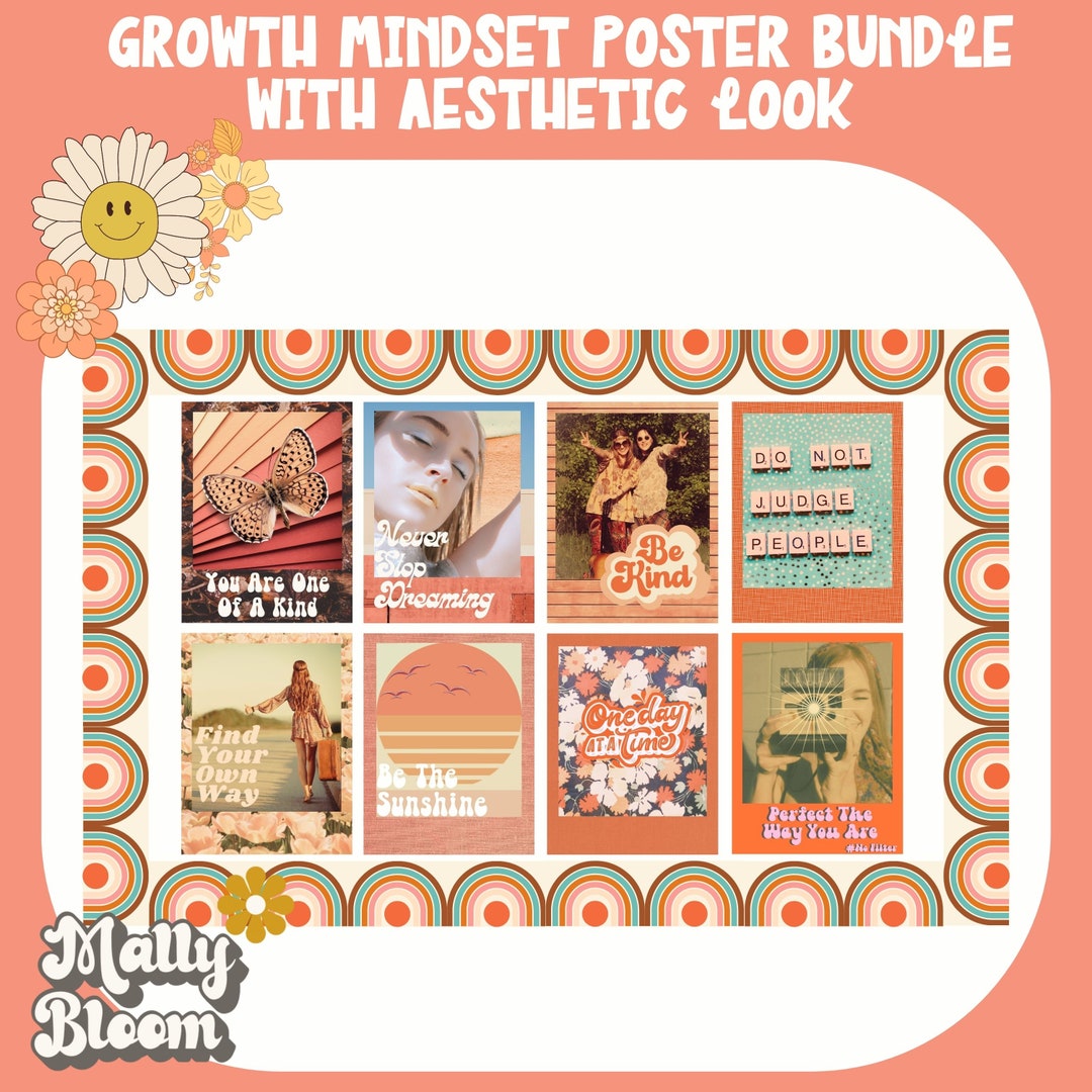 Boho Retro Classroom Decor, Growth Mindset Poster Bundle,middle School ...