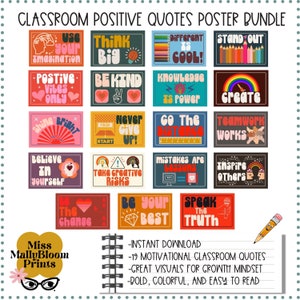 Classroom Positive Quotes Poster Bundle_bulletin Board, Growth Mindset ...