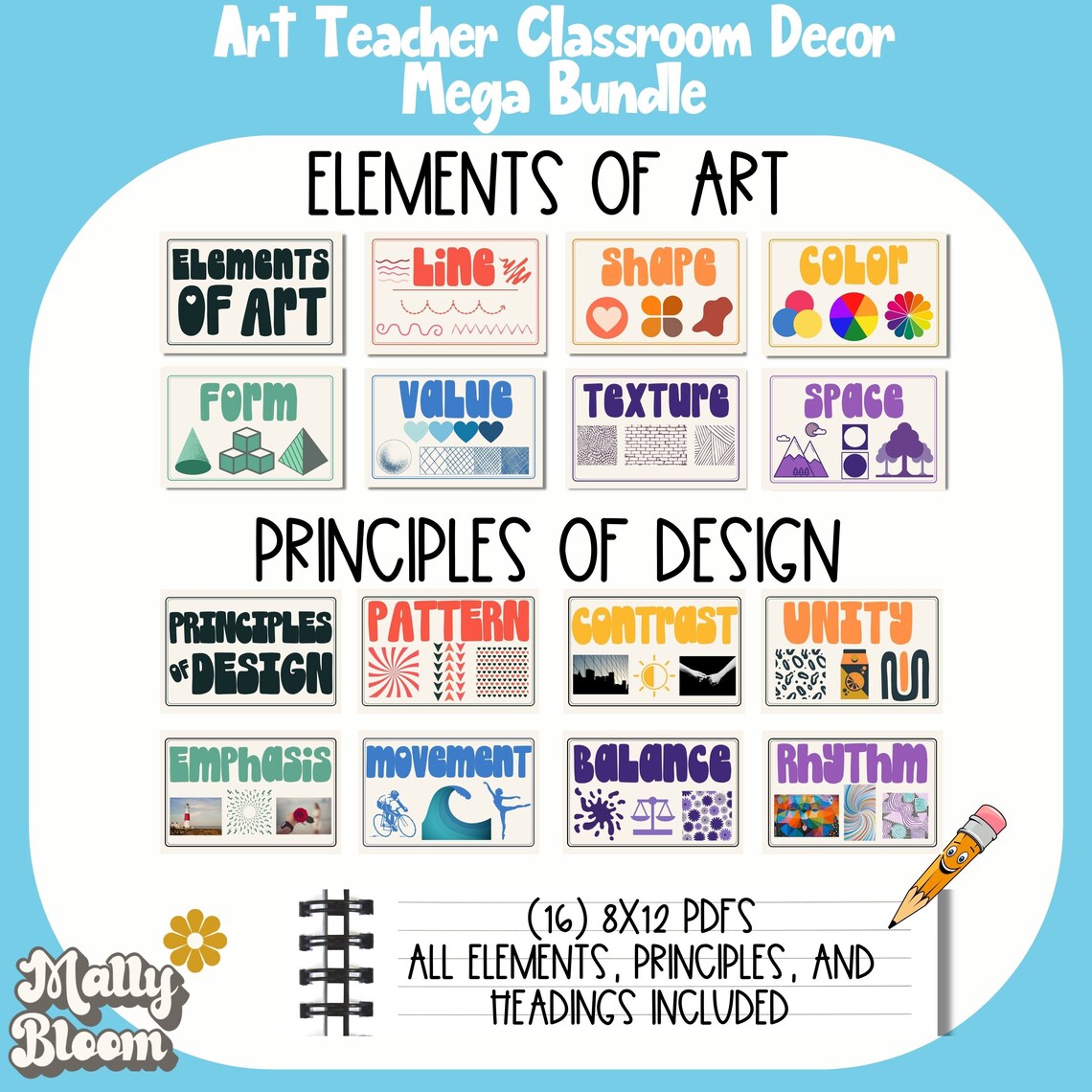 Rainbow Elements of Art Classroom Decor Bundleprinciples of - Etsy