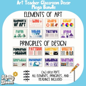 Rainbow Elements of Art Classroom Decor Bundle,principles of Design ...