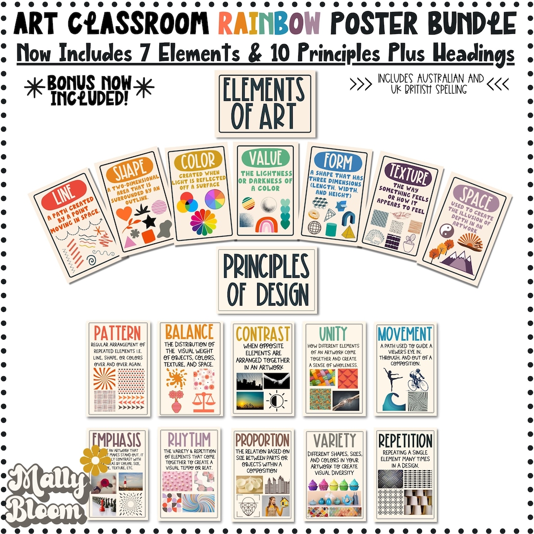 Rainbow Elements of Art Classroom Decor Bundle,principles of Design ...