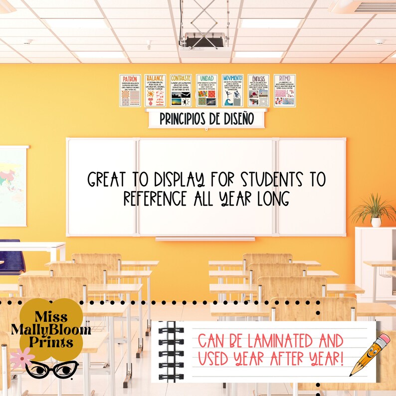 Spanish Classroom Poster Bundle, Rainbow Principles of Design, Spanish ...