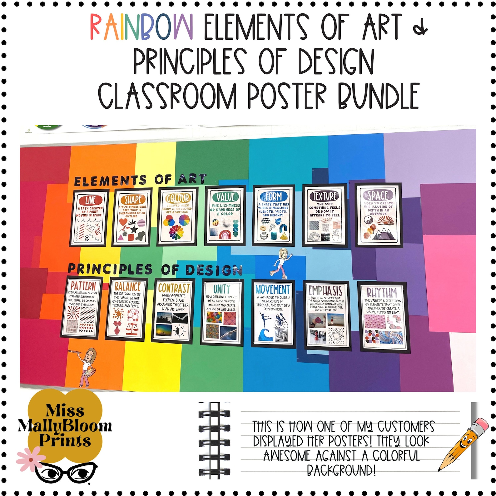 Rainbow Elements of Art Classroom Decor Bundleprinciples of - Etsy